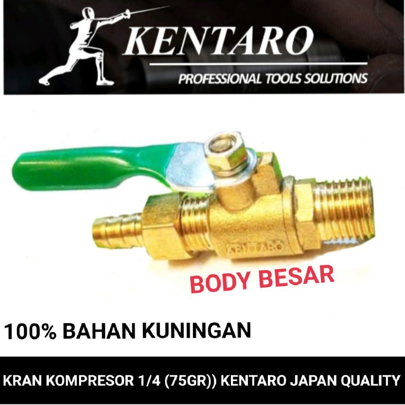 Jual kran kompresor 1/4 body besar (75gr) 100% Kuningan heavy duty ...