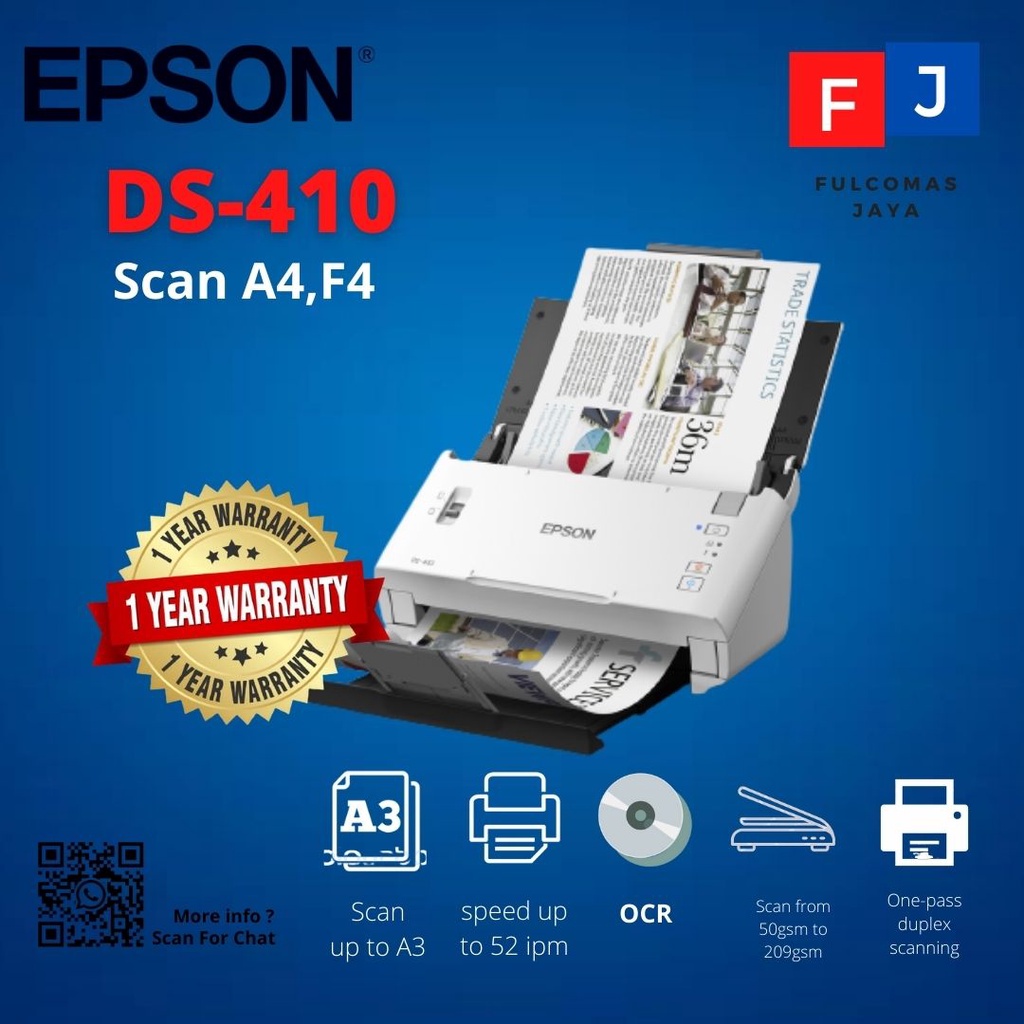 Epson Workforce Ds-410 A4 Duplex Sheet-Fed Document Scanner – VNUMS