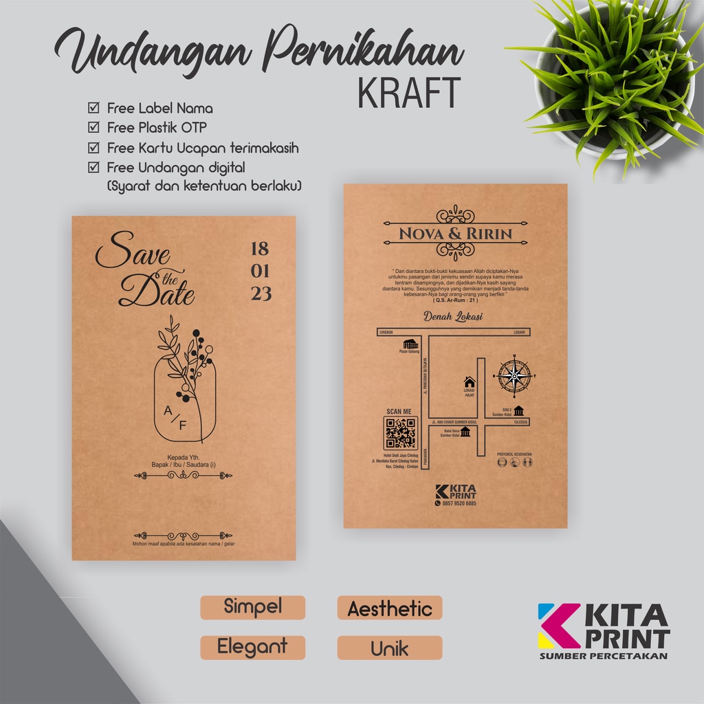 Jual Promo Kartu Undangan Pernikahan Warna Cokelat Simple Aesthetic ...