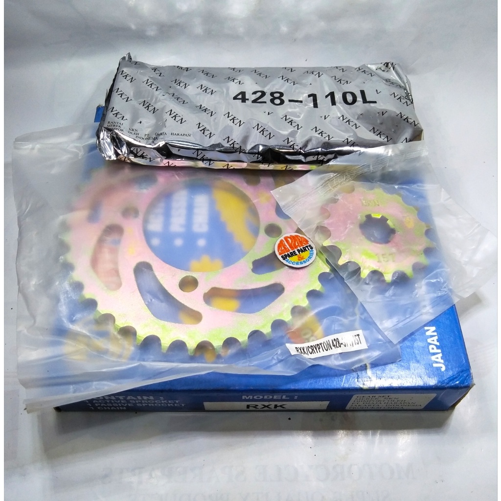 Jual Paket rantai RX King Gear Gir set Chain kit Rante 428-110 15T 37T ...