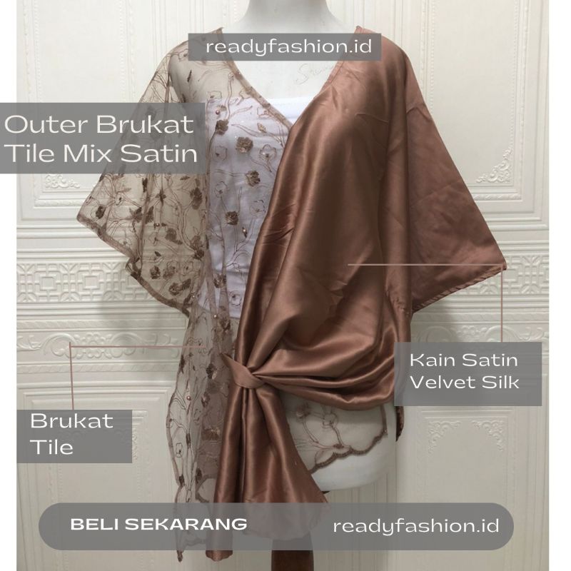 Jual Outer Brukat Mix Satin | Atasan Kebaya | Brukat Tile Mix Satin ...