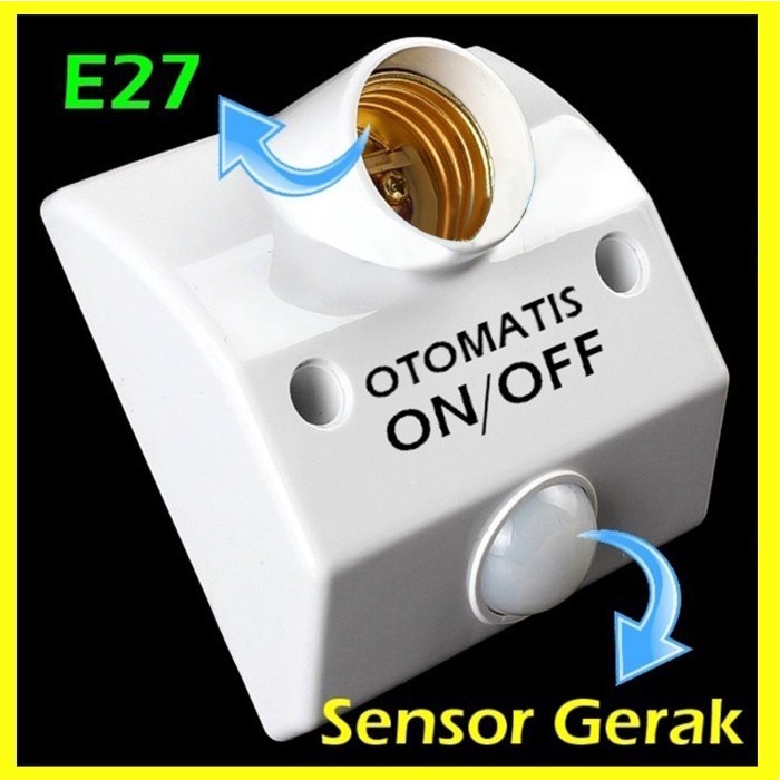 Jual E27 Fitting Adapter Lampu Otomatis Pir Motion Infrared Sensor ...