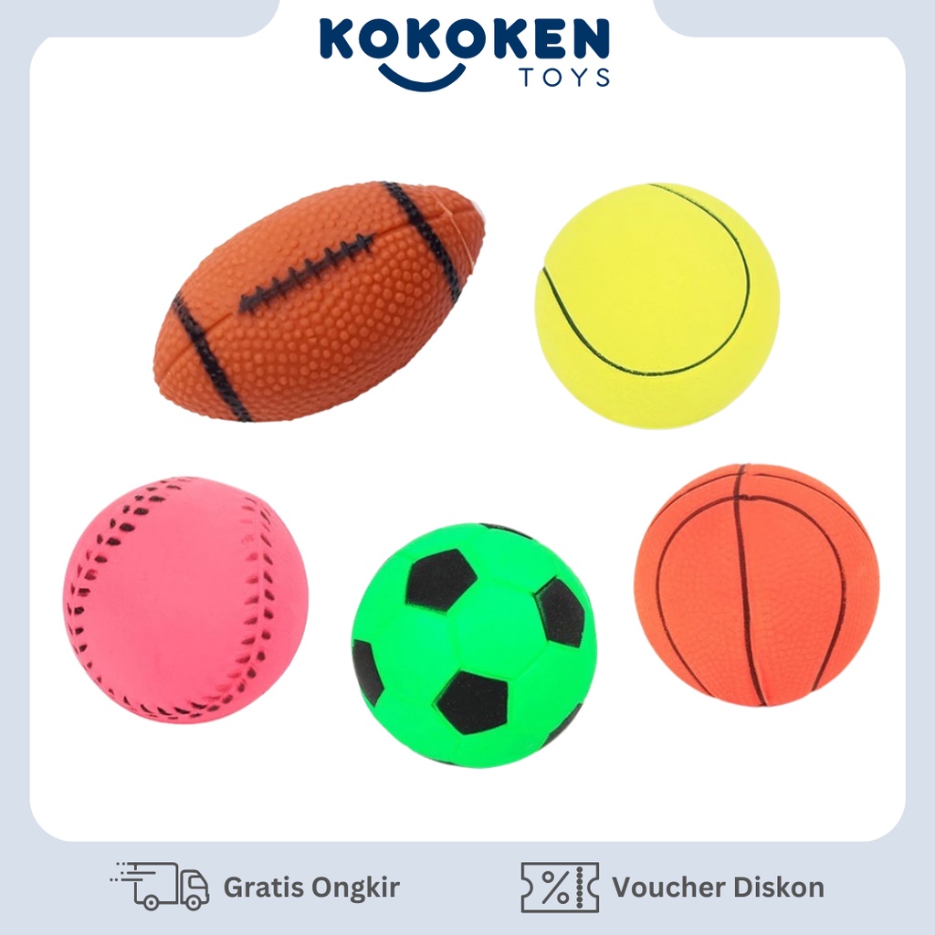 Jual 6 pcs Mainan Bola Karet Bunyi / Bola Mini / Sepak Bola / Bola ...