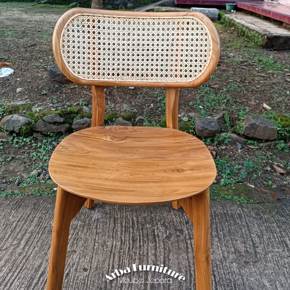 Jual Kursi Cafe Rotan Kursi Makan Minimalis Rotan Kayu Jati type Kacang | Shopee Indonesia
