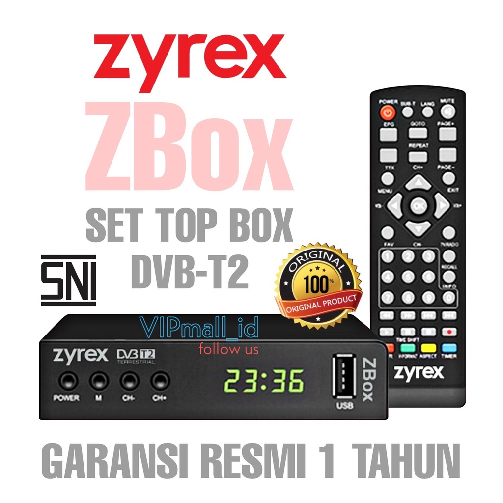 Jual SET TOP BOX STB ZYREX ZBOX DVB-T2 TV DIGITAL - GARANSI RESMI - SET ...