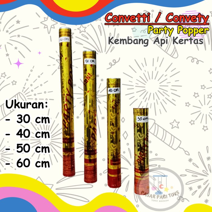 Jual Convetti Party Popper Convety Pesta Varian Ukuran 30 40 50 60 cm ...