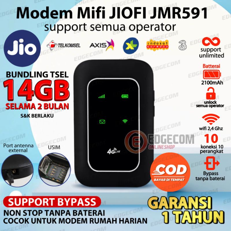 Jual Mifi Modem JIO JMR591 Telkomsel 4G LTE 14GB UNLOCK All Operator ...