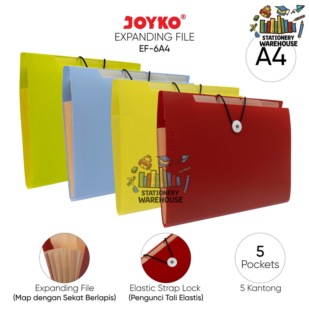 Jual Expanding File Map Harmonika Joyko EF-6A4 A4 5 Pocket | Shopee ...