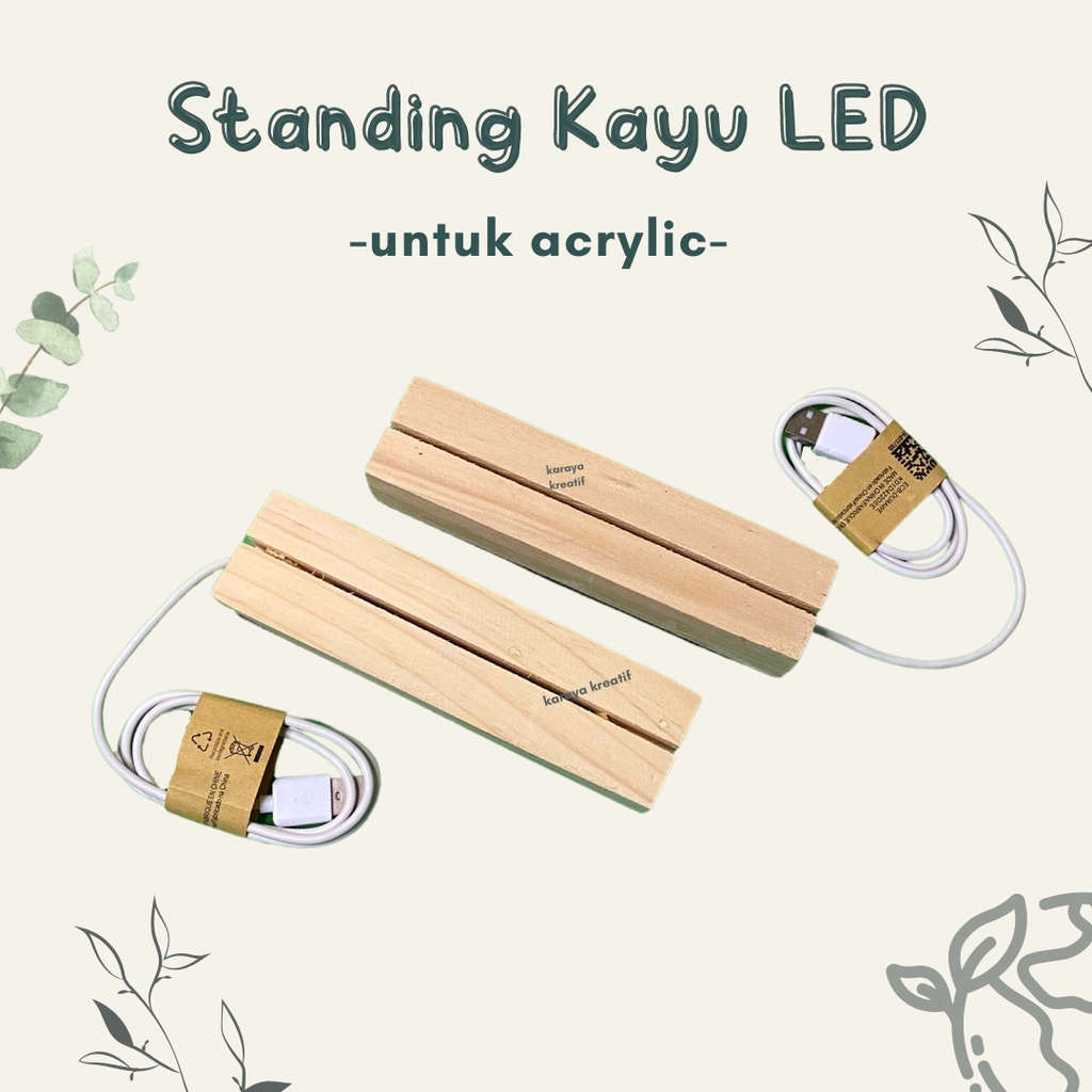 Jual Stand Kayu Akrilik LED Tatakan Kayu Tag Holder Kayu Lampu Tidur ...