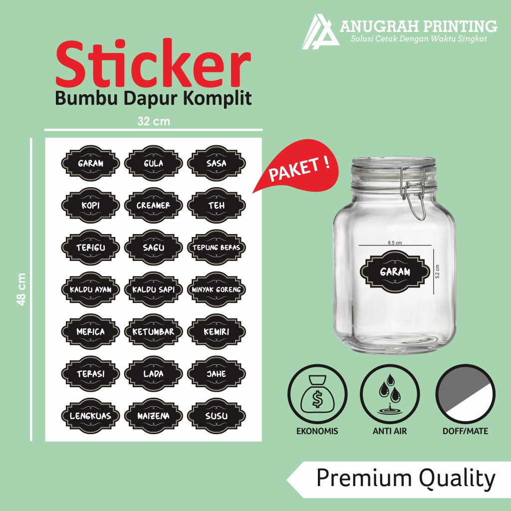 Jual Paket Sticker Bumbu Komplit Stiker Bumbu Dapur | Shopee Indonesia
