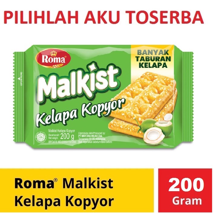 Jual Biskuit Roma Malkist KELAPA KOPYOR 200 gr - ( HARGA SATUAN ...
