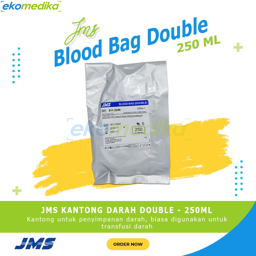 Jual Blood Bag Double 250 ml JMS Kantong Darah Blood Bag Double 250ml 250cc isi 5 pcs | Shopee ...