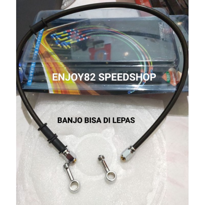 Jual Selang Rem Kabel Moto 1 banjo Nikel Hitam carbon pilih 40 cm 60 cm ...