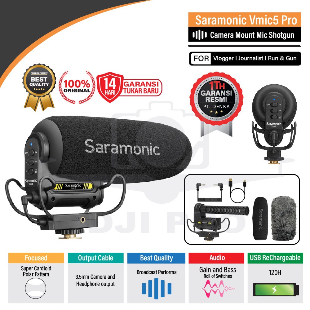 Jual Saramonic Vmic5 Pro Camera-Mount Mic Shotgun Microphone Original ...