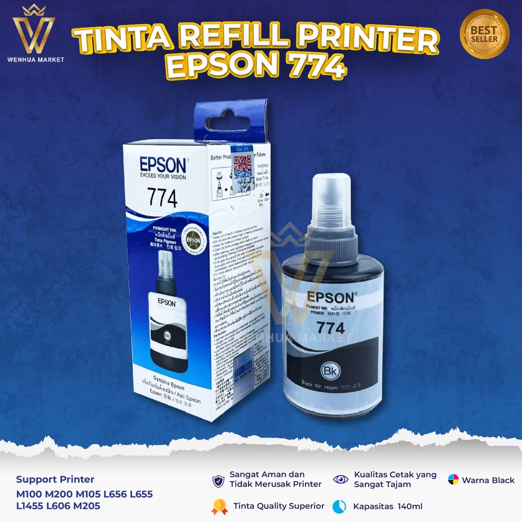 Jual Tinta Epson 774 Hitam Tipe Printer M100 M200 M105 L656 L655 L1455 ...