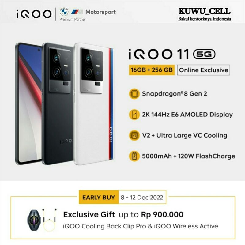 Jual Vivo iQOO 11 (16/256)- Snapdragon 8 Gen 2, 2K 144Hz E6 AMOLED ...