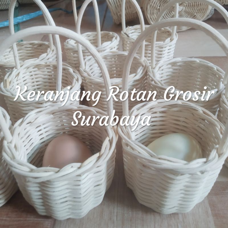 Jual KRG-B0 DD:6 DL:8 cm keranjang rotan mini kecil telor paskah tabur ...