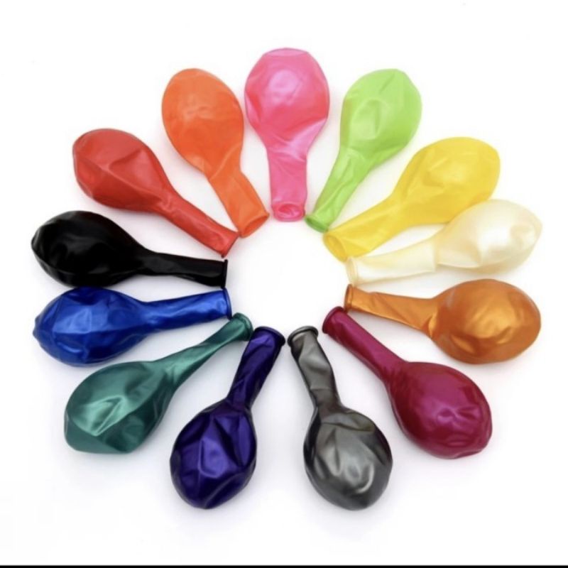 Jual ( 10 pcs) Balon latex metalik / balon karet polos perpack 12inch ...
