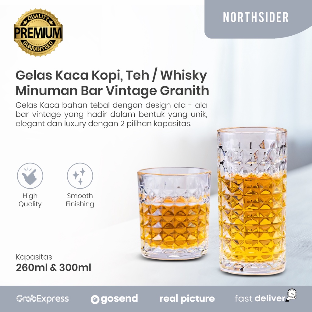 Jual Gelas kaca kopi teh whiskey minuman mocktail bar Vintage Granith | Shopee Indonesia