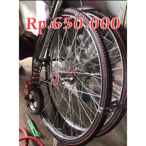 Jual 1 set full roda gerobak velg becak+roda belakang TINGGAL PASANG ...