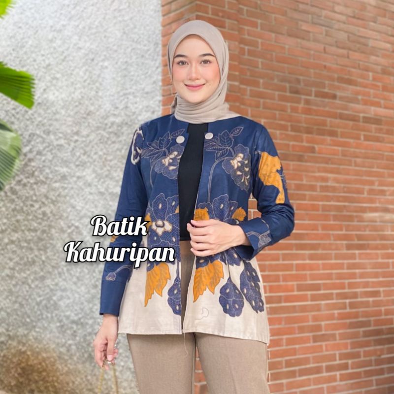 Jual Outer batik baju batik wanita modern atasan batik wanita lengan ...