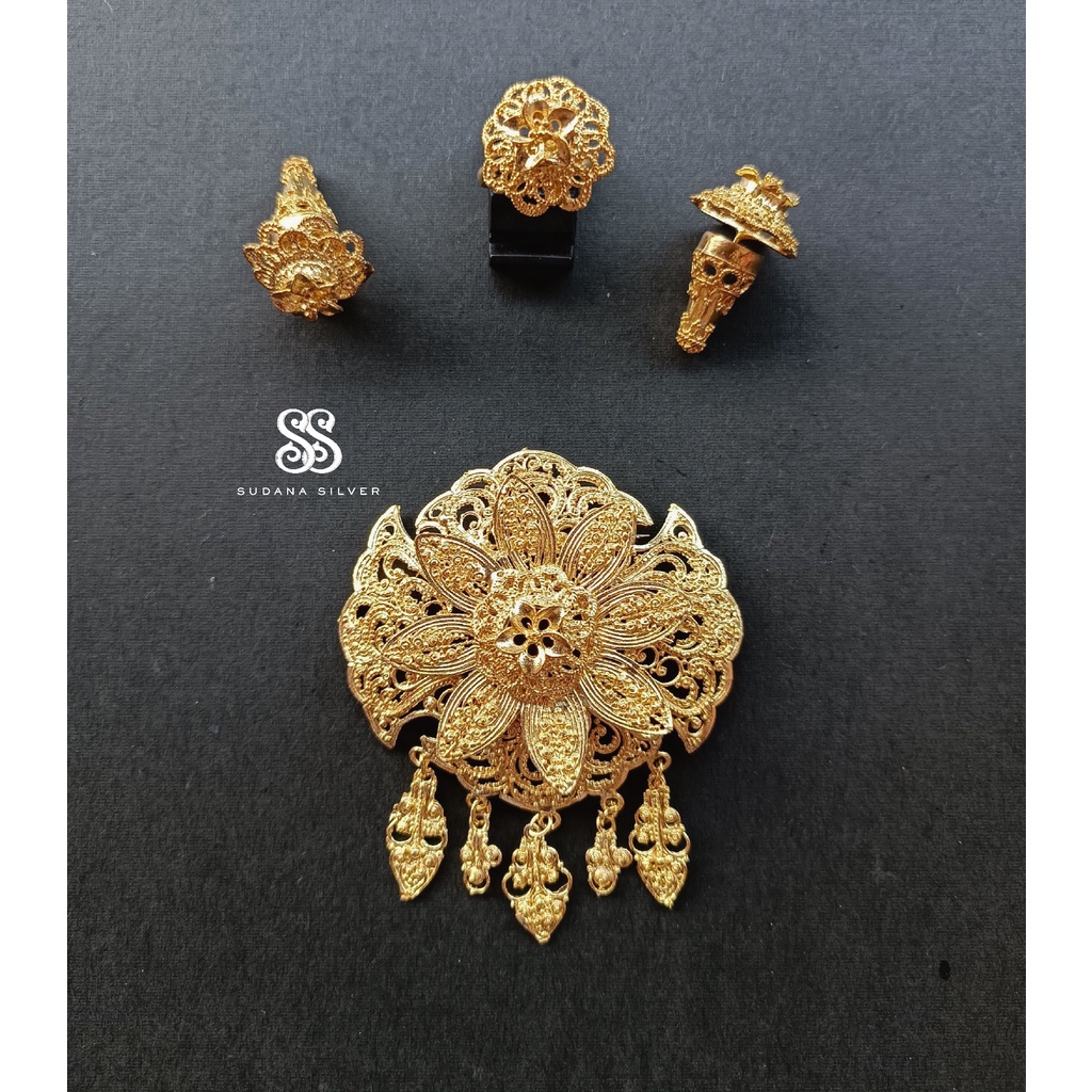 Jual Set Bros Alpaka Mahadewi Gold Polos Bali | Shopee Indonesia