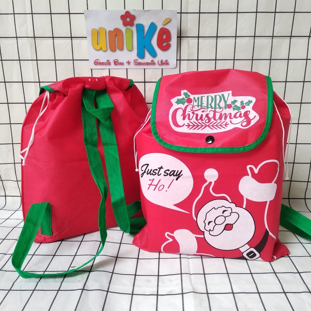 Jual Tas Ransel Sablon Natal Spunbond Goodie Bag Christmas Souvenir ...