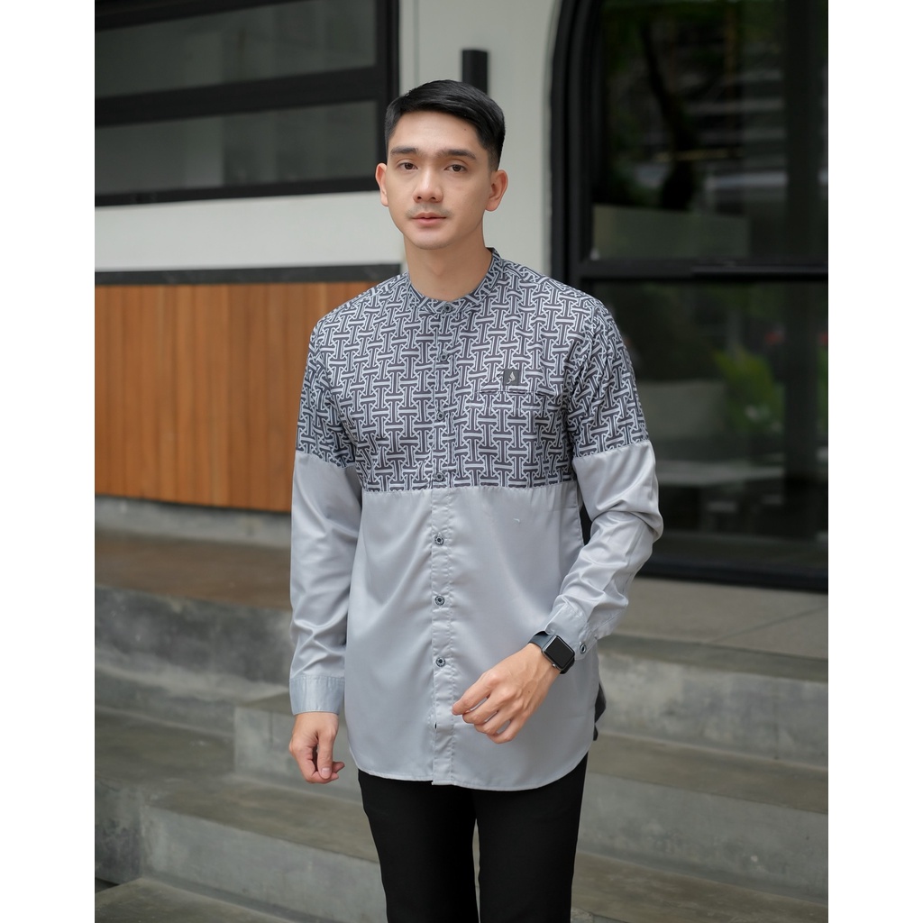 Jual Kurta Kemko kombinasi Lengan Panjang Hijau/Baju koko Full Kancing ...