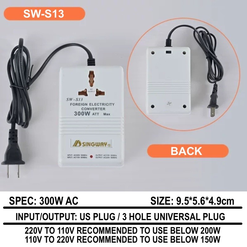 Jual SINGWAY SW-S13 Step Down & Step Up Transformer Trafo 110V 220V 300w | Shopee Indonesia