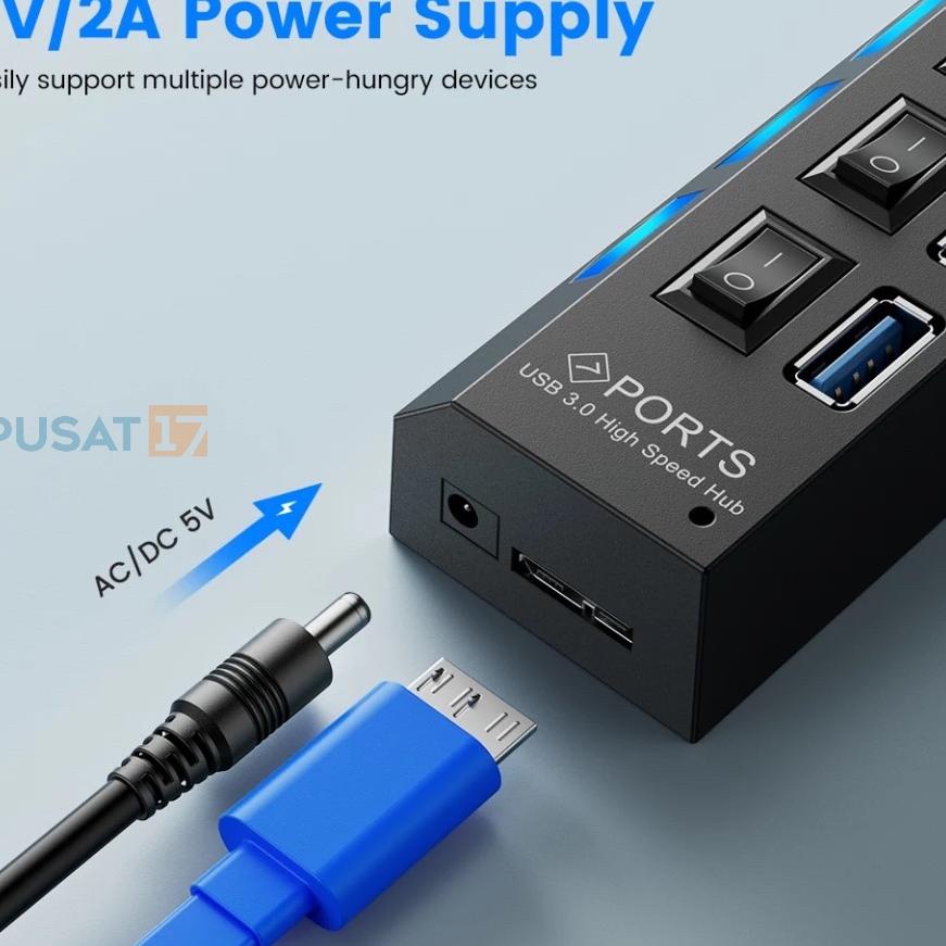 Jual [O-5U ☛] PUSAT17 USB HUB 4 PORT ON/OFF / USB HUB 7 PORT ON/OFF ...