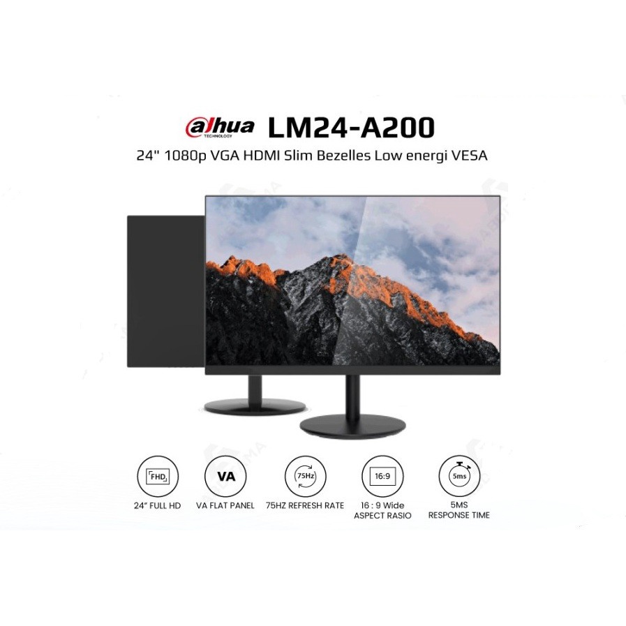 Jual Monitor DAHUA LED 24" DHI-LM24-A200 HDMI VGA VESA Slim Bezel | Shopee Indonesia