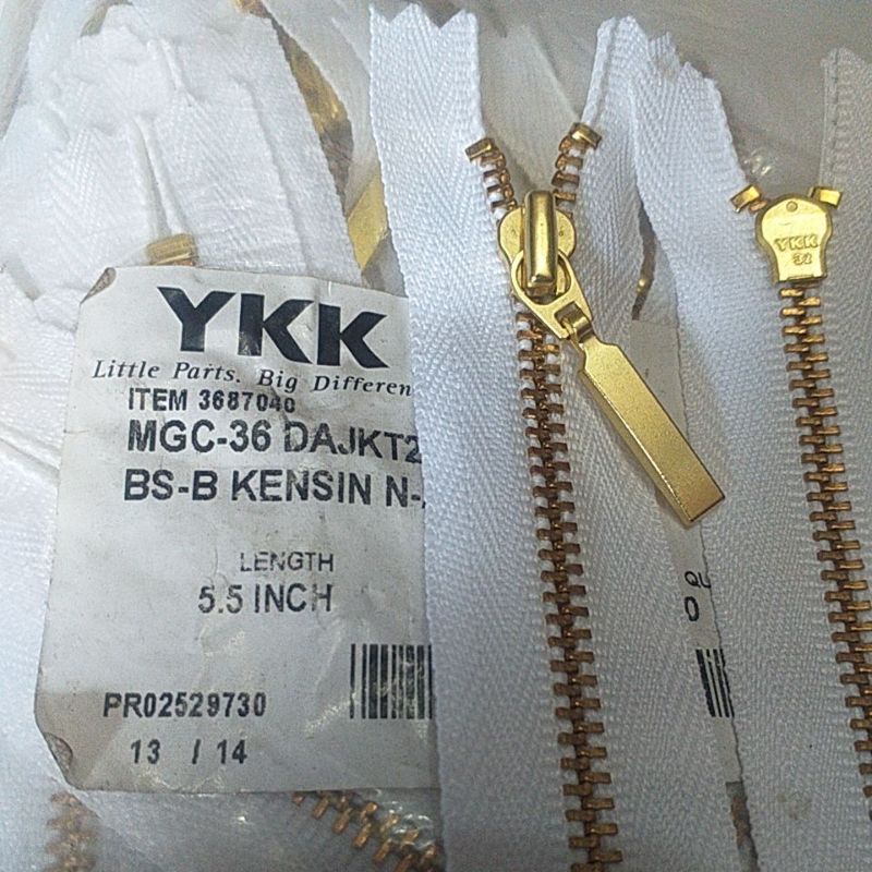 Jual resleting besi gold ykk warna daun putih pjg 5,5 inc | Shopee ...