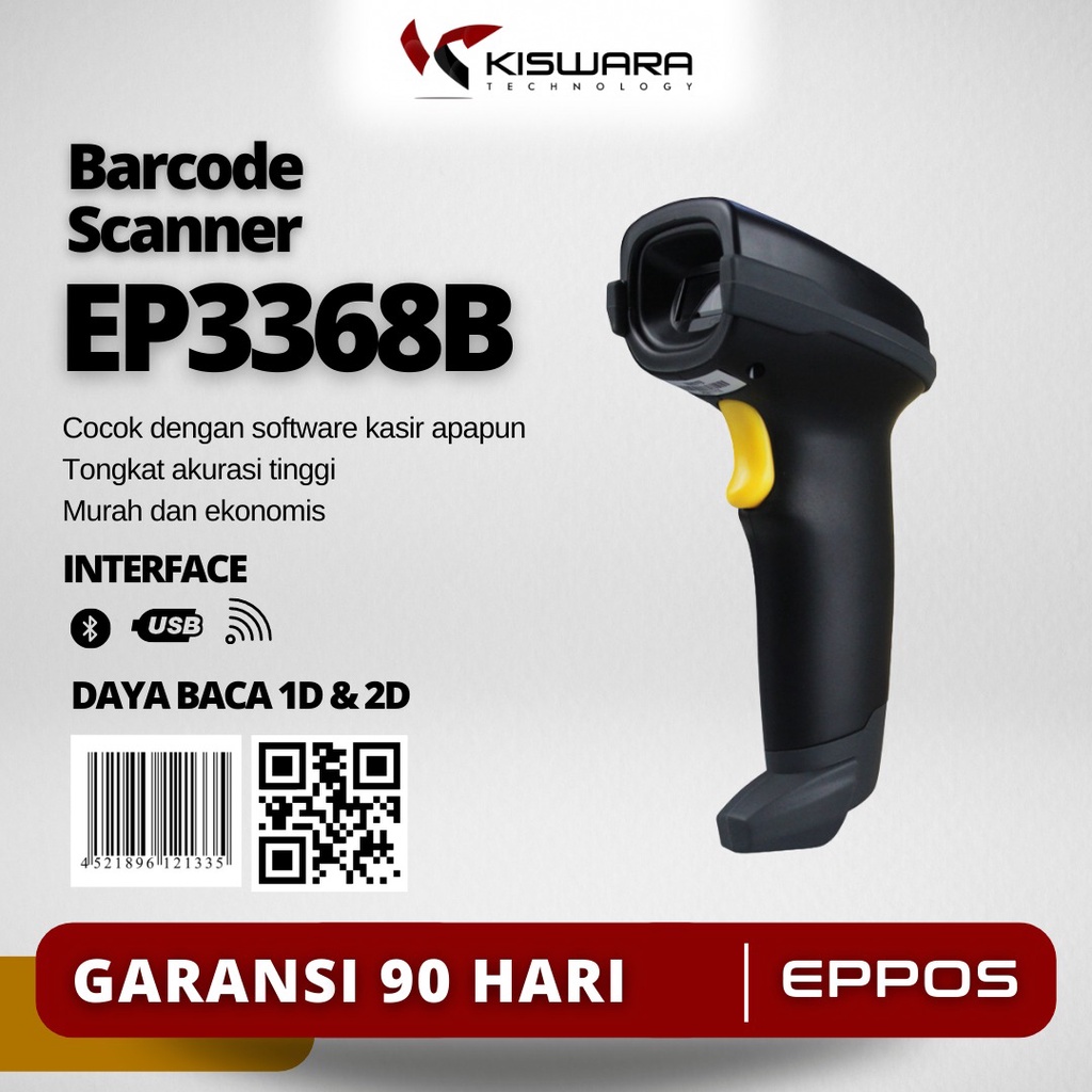 Jual Barcode Scanner 1D/2D EPPOS EP3368B Bluetooth Wireless SCANNER ...