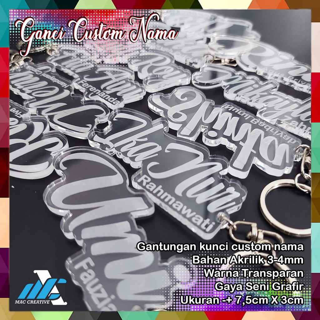 Jual GANTUNGAN KUNCI GANCI KEYCHAIN AKRILIK CUSTOM NAMA - SEHARI JADI - TANPA MINIMAL ORDER ...