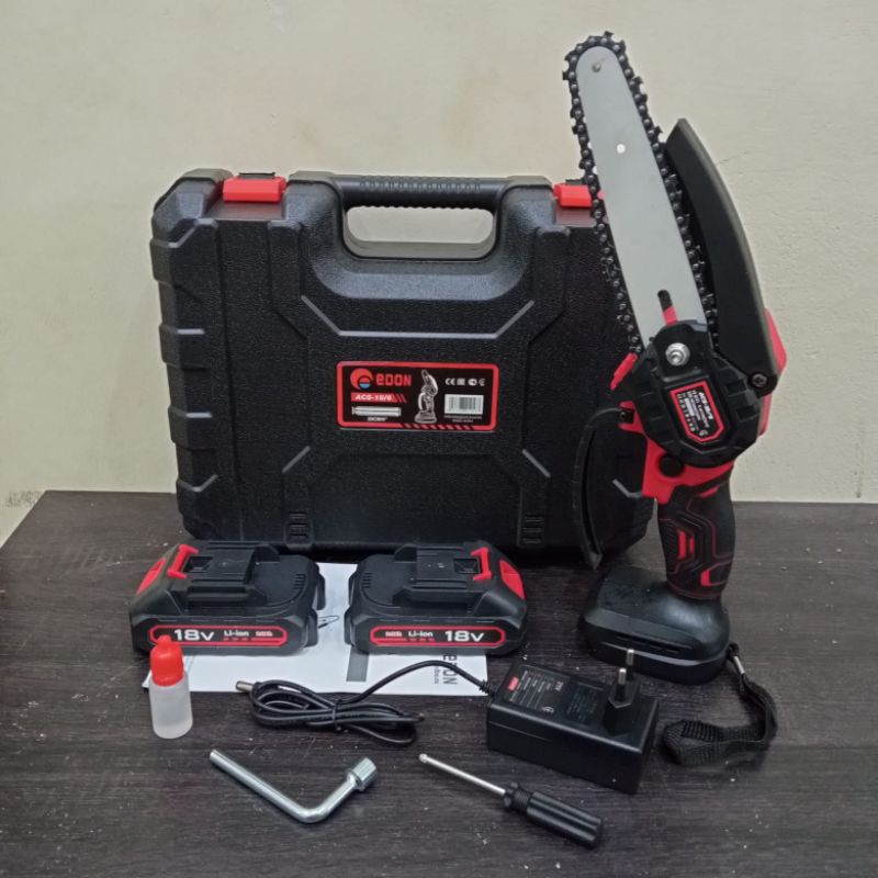 Jual Mesin Chainsaw Baterai 18V EDON Mini Chainsaw Cordless 4" 6 ...