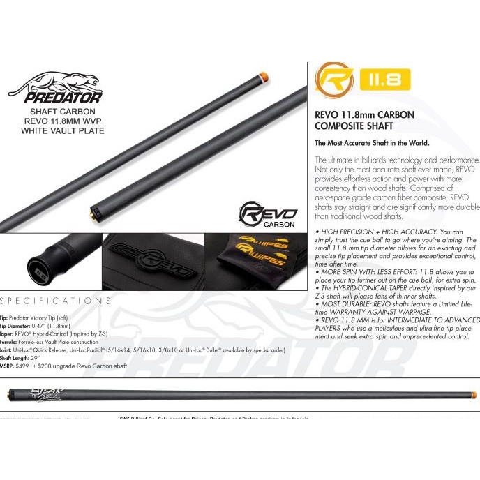 Jual Predator Revo 11.8Mm Carbon Shaft | Uniloc Wvp Billiard Stick Cue ...