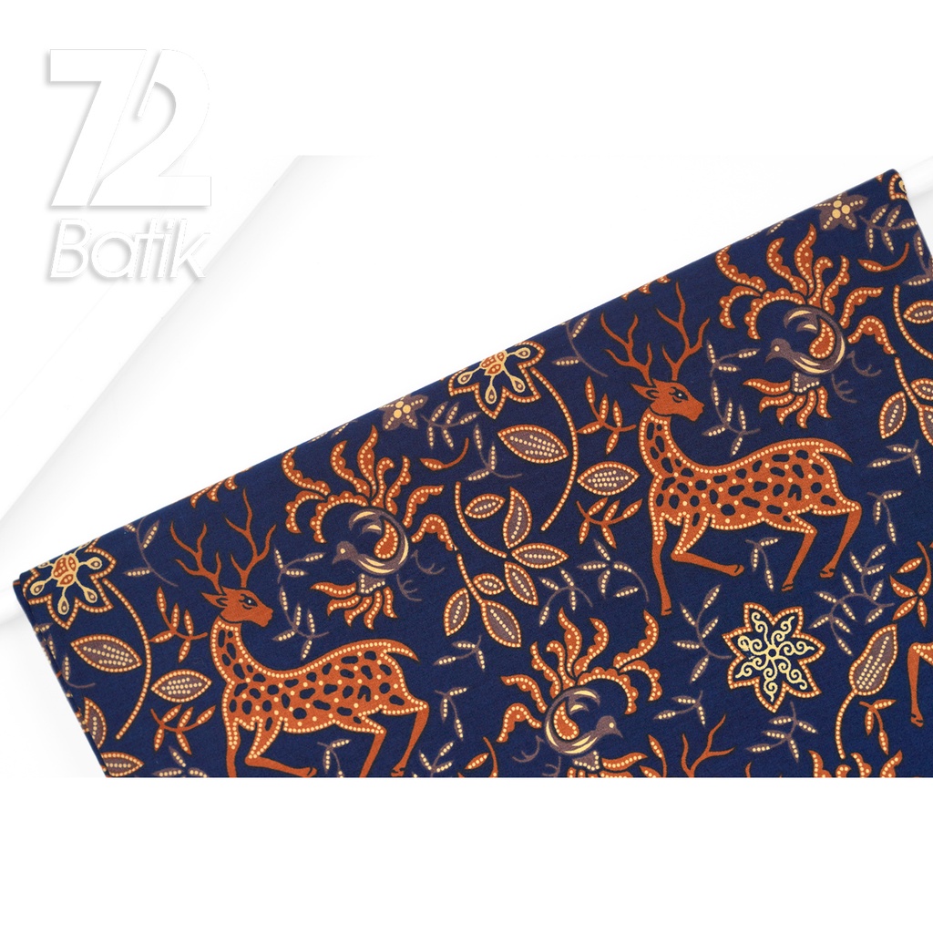Jual KAIN BATIK PREMIUM Bahan Katun Motif Rusa Kutub Warna Biru Dongker ...
