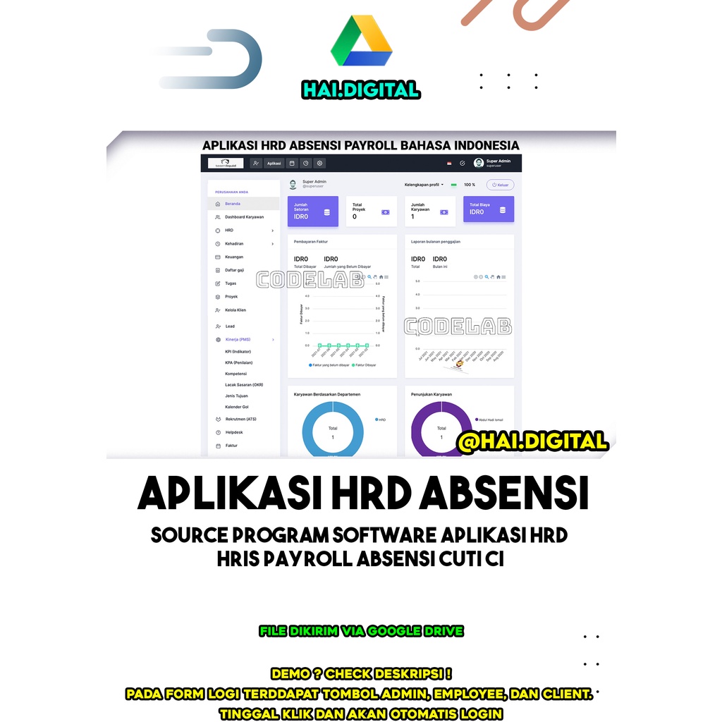 Jual Source Program Software Aplikasi HRD HRIS Payroll Absensi Cuti CI ...