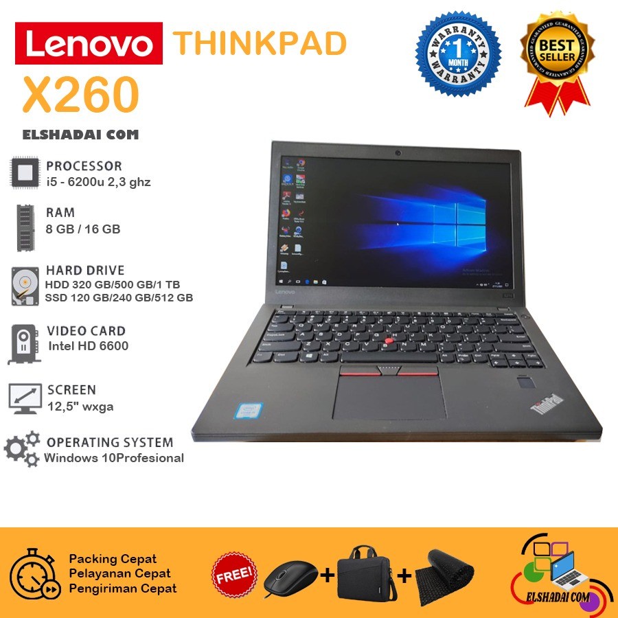 Jual HARGA LAPTOP BEKAS || Lenovo Thinkpad x260/x270 core i5 gen 6 8gb ...