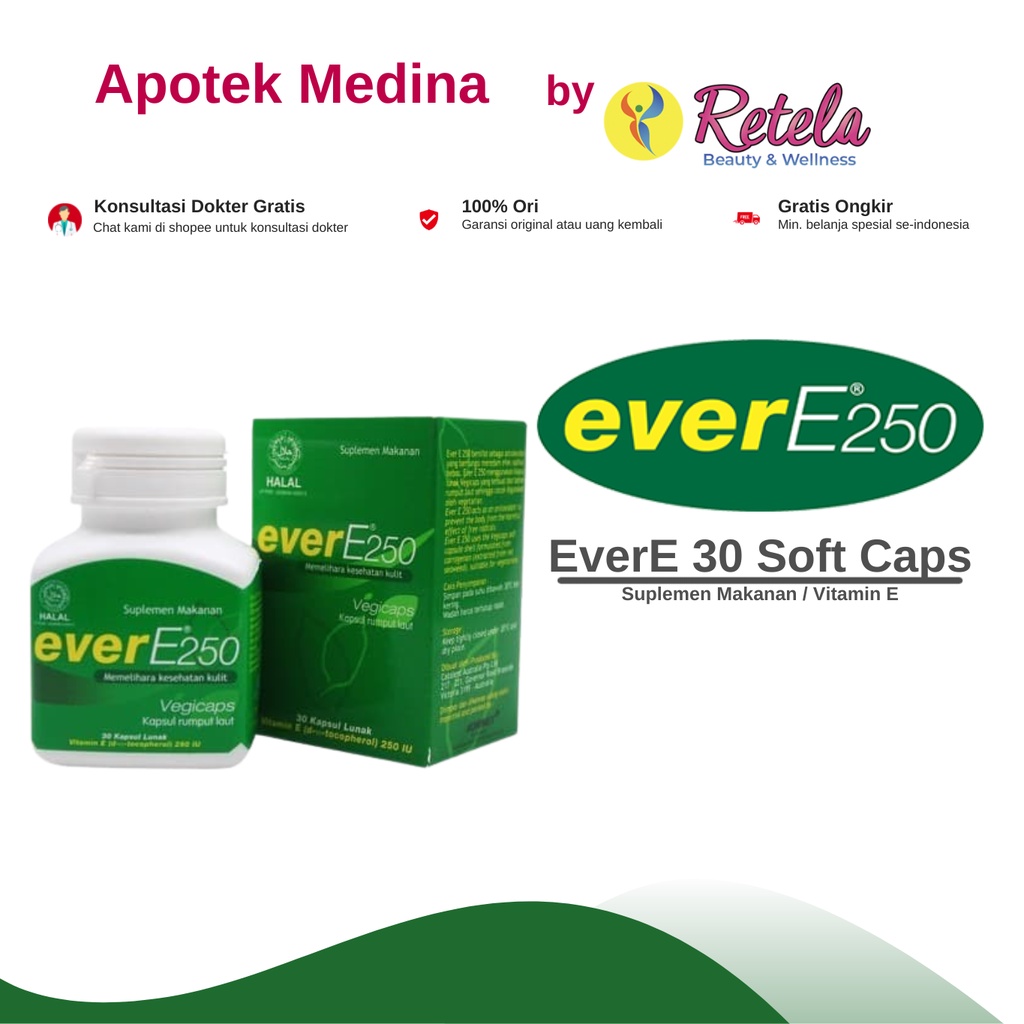 Jual EVER E 250IU 30 SOFT CAPSULES (NEW) | Shopee Indonesia