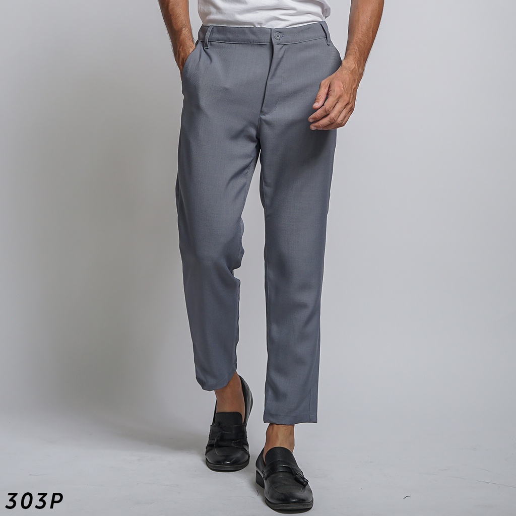 Jual HSRM - Dapper Formal Ankle Pants Grey Blue | Shopee Indonesia