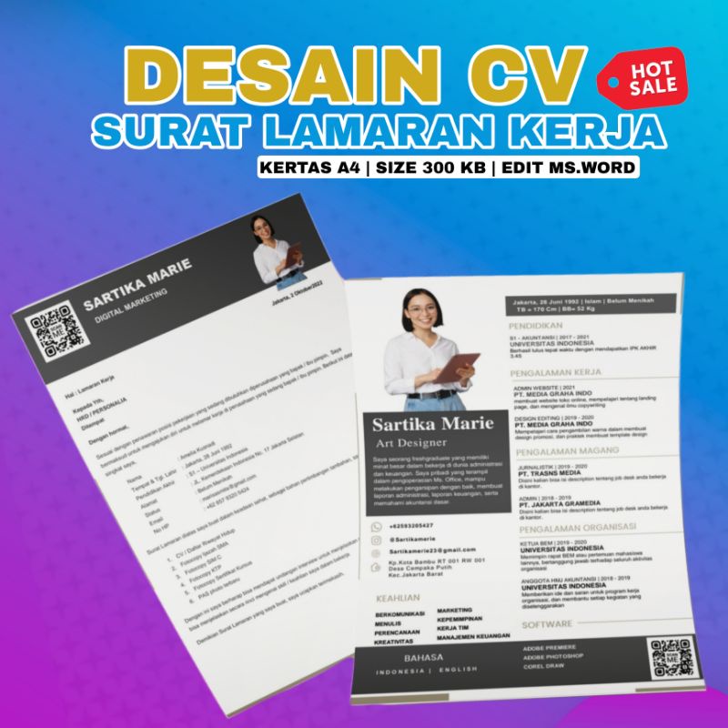 Jual DESAIN CV MENARIK | JASA DESAIN CV SURAT LAMARAN KERJA | CURRICULUM VITAE | Shopee Indonesia