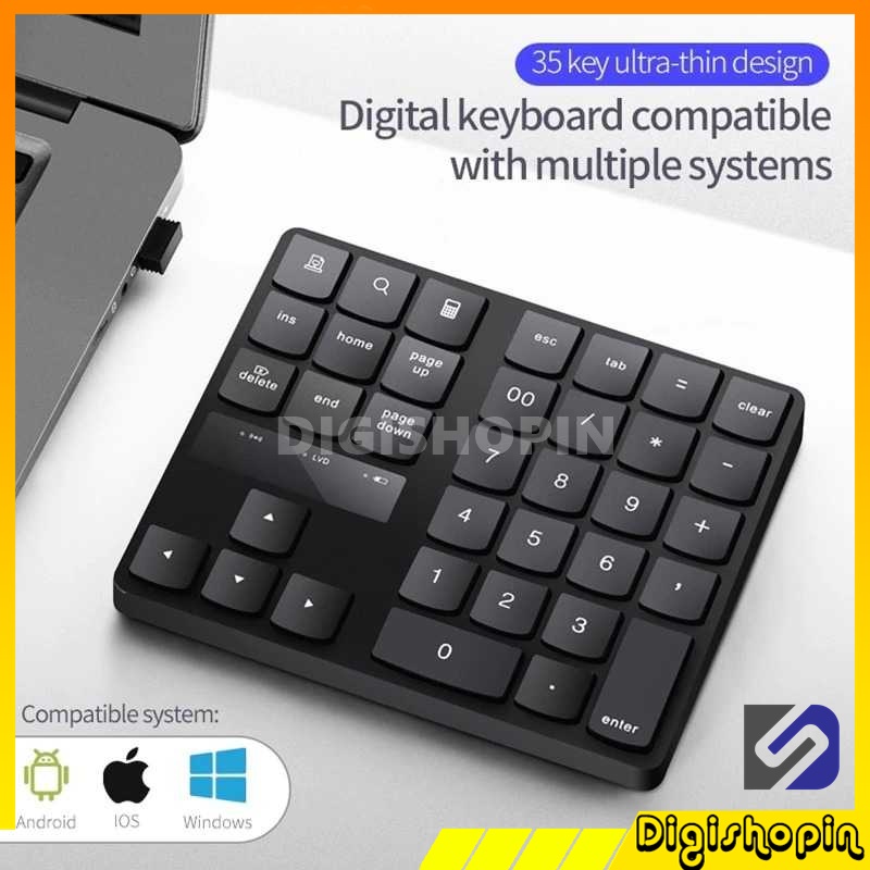 Jual Keypad Numeric Multimedia Wireless 2.4GHz 35 Buttons Keyboard ...