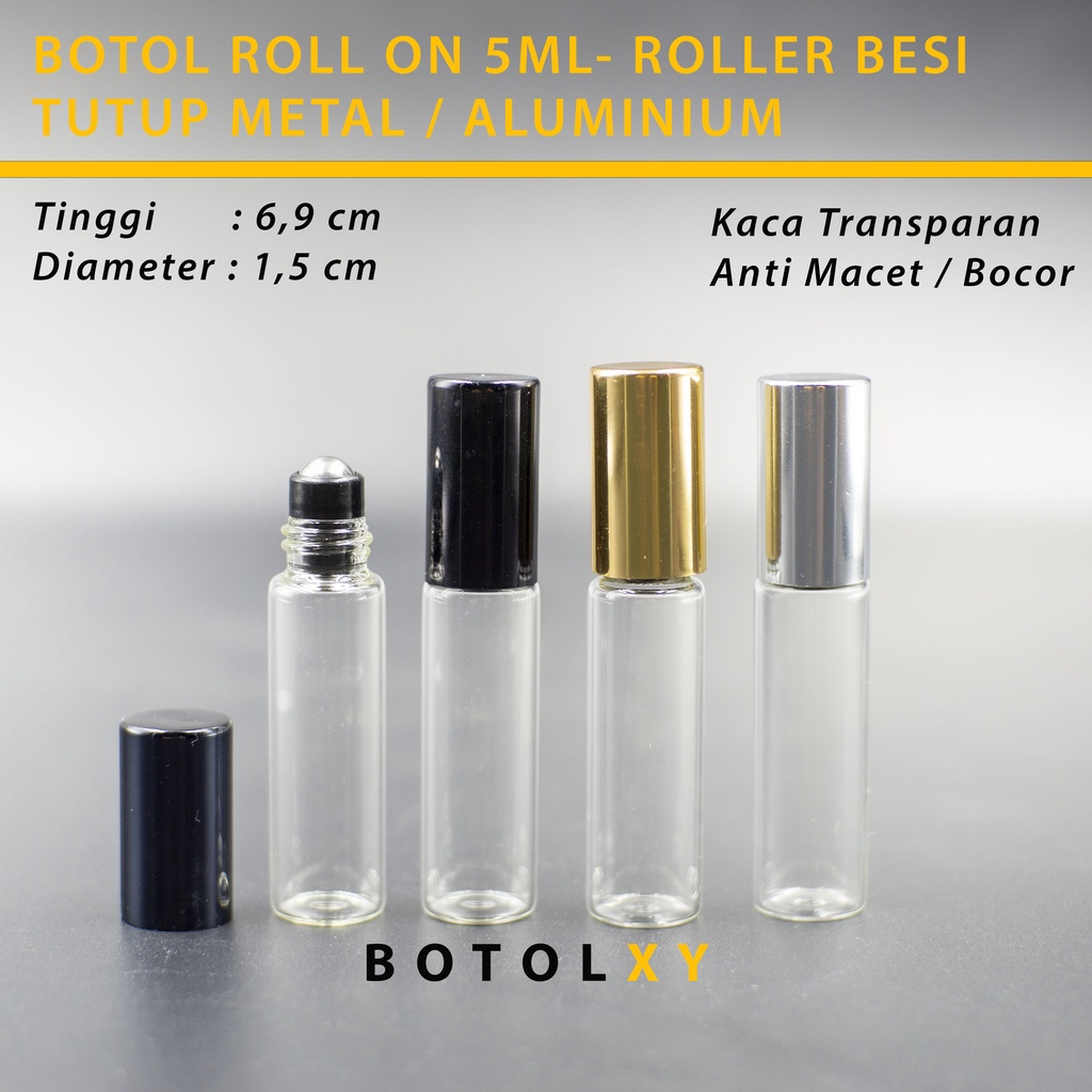 Jual Botol Roll On 5ml Kaca Bening Tutup Metal / Aluminium - ROLLER ...
