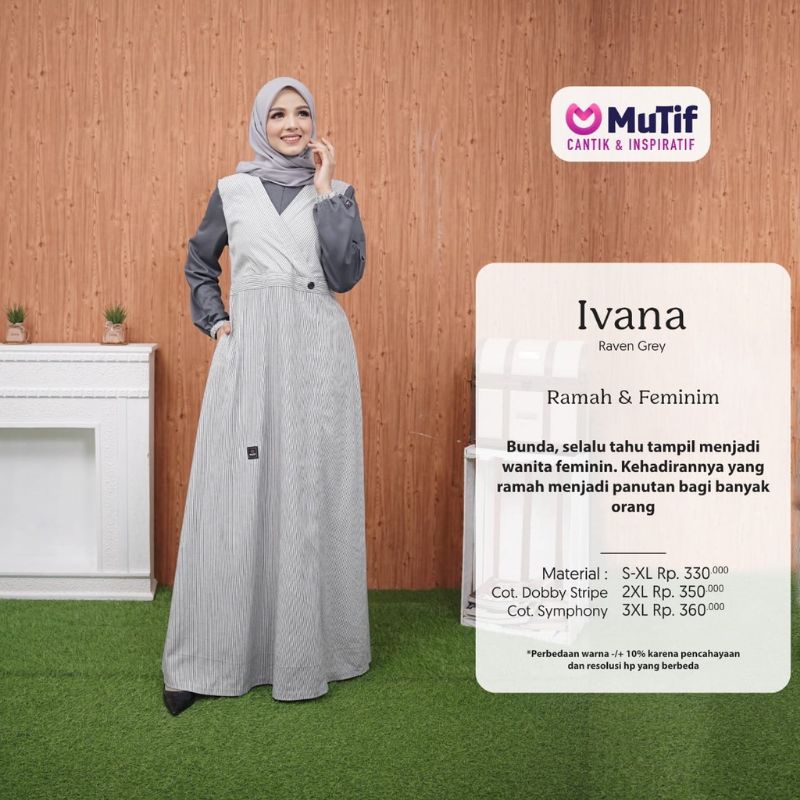 Jual MUTIF | Ivana Raven - Ash Grey | Gamis MuTif | Dress Muslimah ...