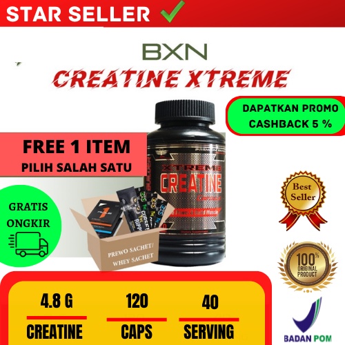Jual BXN EXTREME 120 CAPSUL CREATINE MONOHYDRATE ULTIMATE MUSCLETEC PENAMBAH POWER KEKUATAN ...