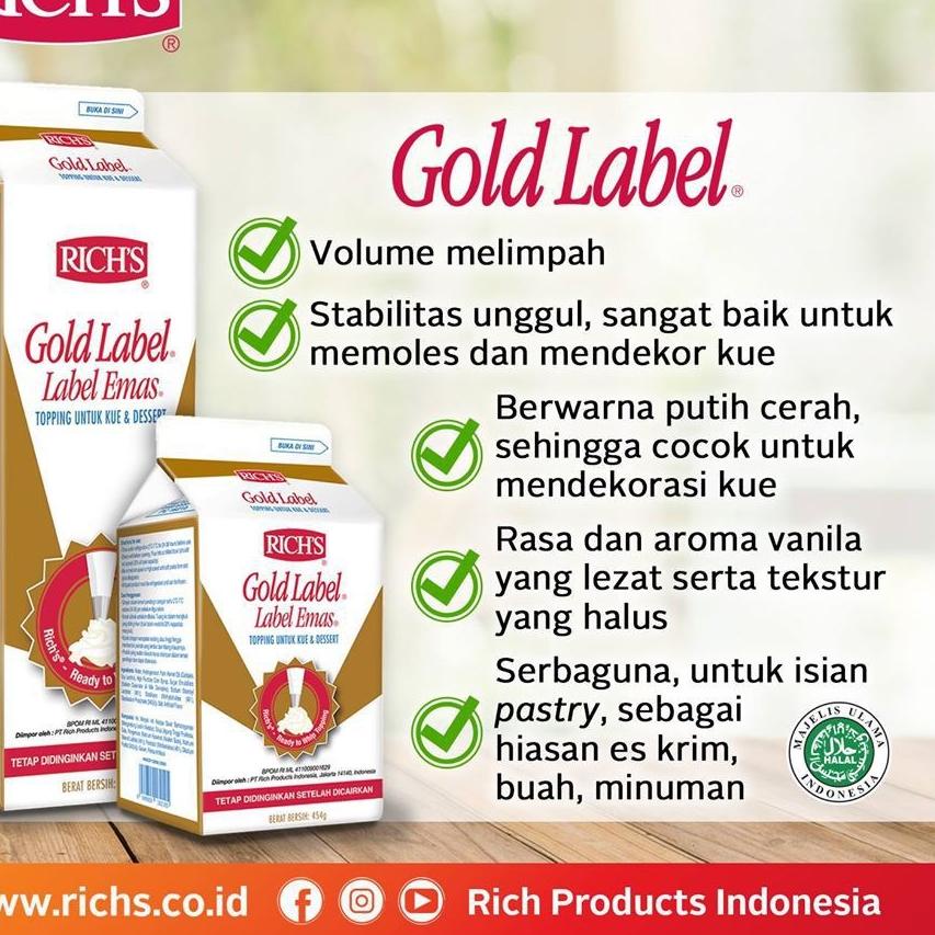 Jual New RICH Gold label Whipping cream topping kue minuman | Shopee ...