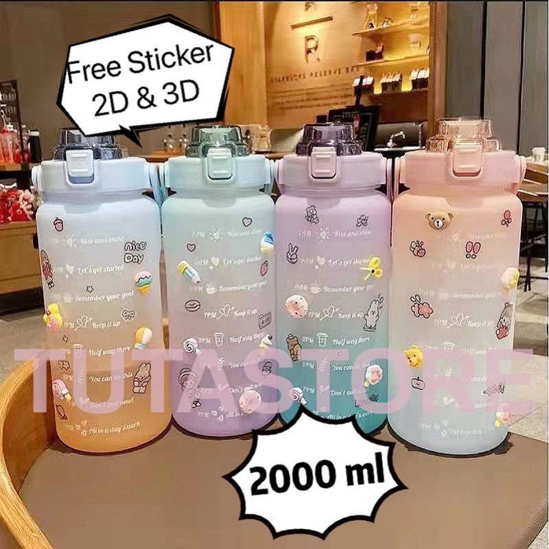 Jual Botol Minum Kekinian 2 Liter / Botol Minum Viral 200ML / Botol ...