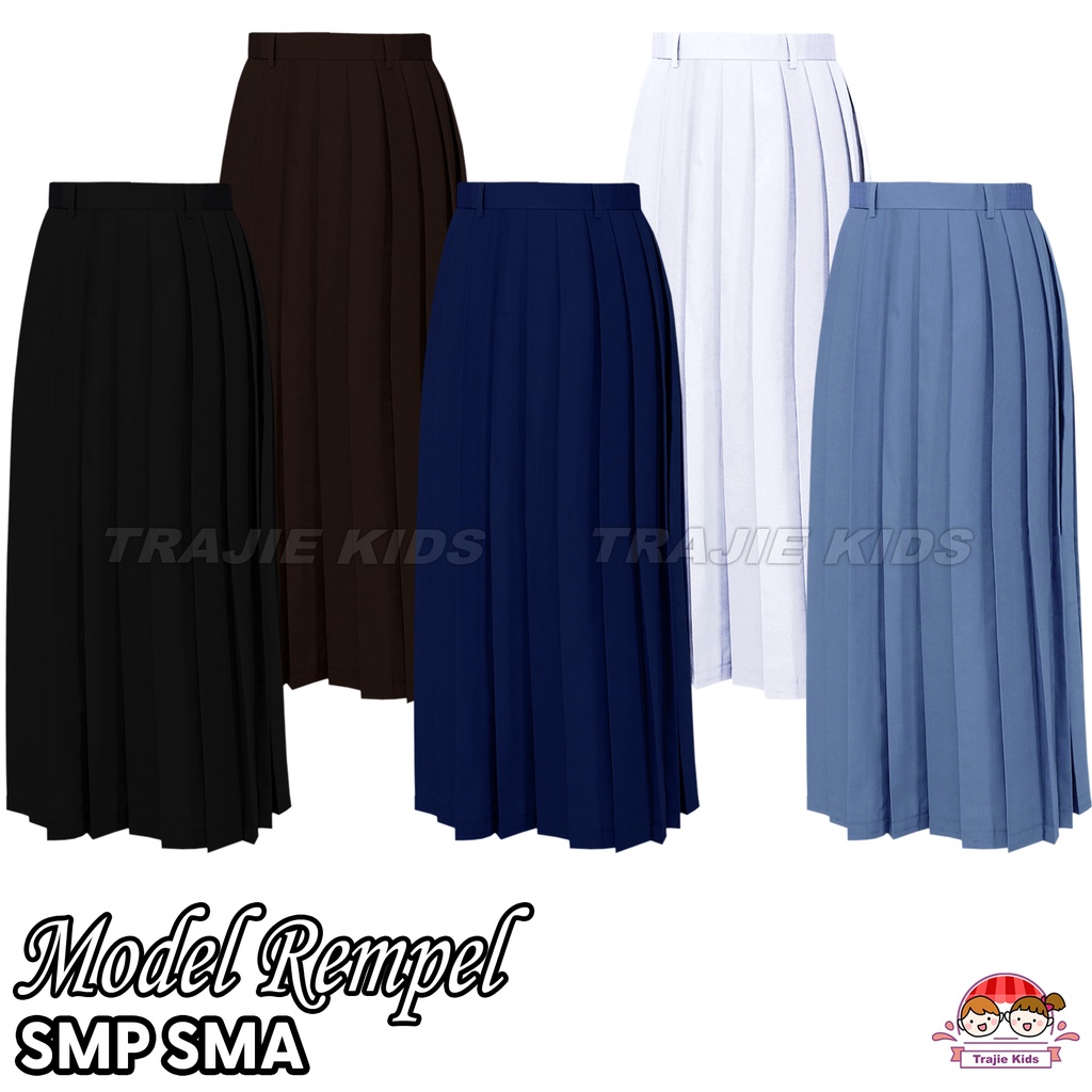 Jual Rok Rempel Sekolah Kerja Putih Hitam Abu SMA Biru SMP Coklat ...