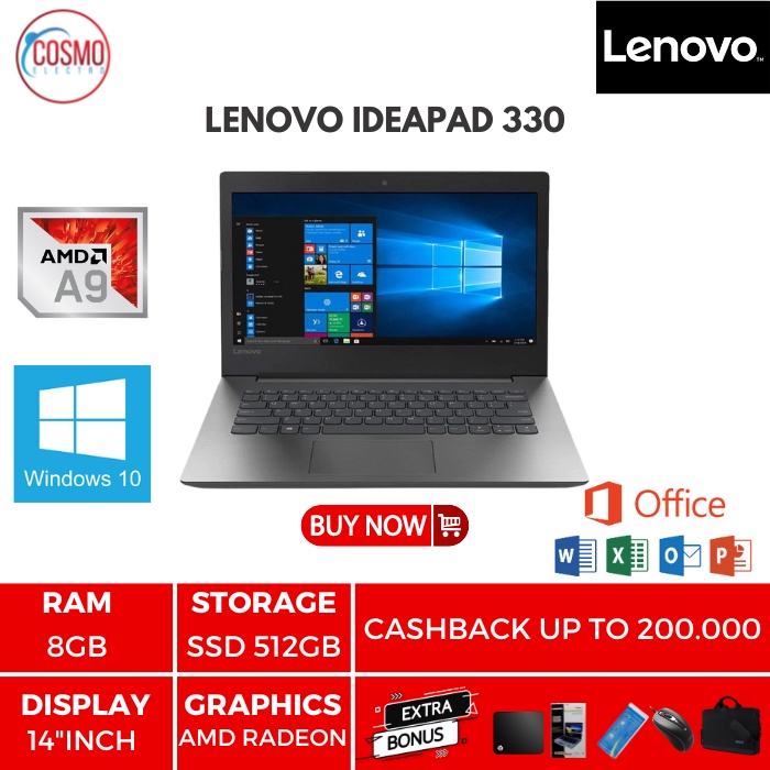 Jual LENOVO IDEAPAD 330 AMD A9-9425 / RAM 8GB SSD 512GB / 14 INCH ...